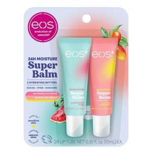 eos 24h moisture super balm- watermelon frosé & mango melonade, lip mask, day or night lip treatment, made for sensitive skin, 0.35 fl oz, 2-pack