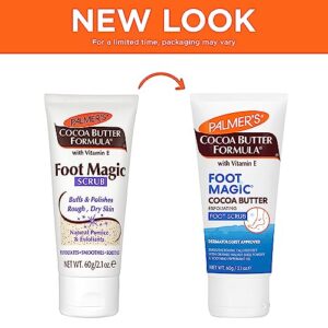 Palmer's Cocoa Butter Formula Foot Magic Exfoliating Foot Scrub with Vitamin E, Use With Foot Scrubber for Pedicure, For Dry, Cracked Feet, 2.1 Ounce