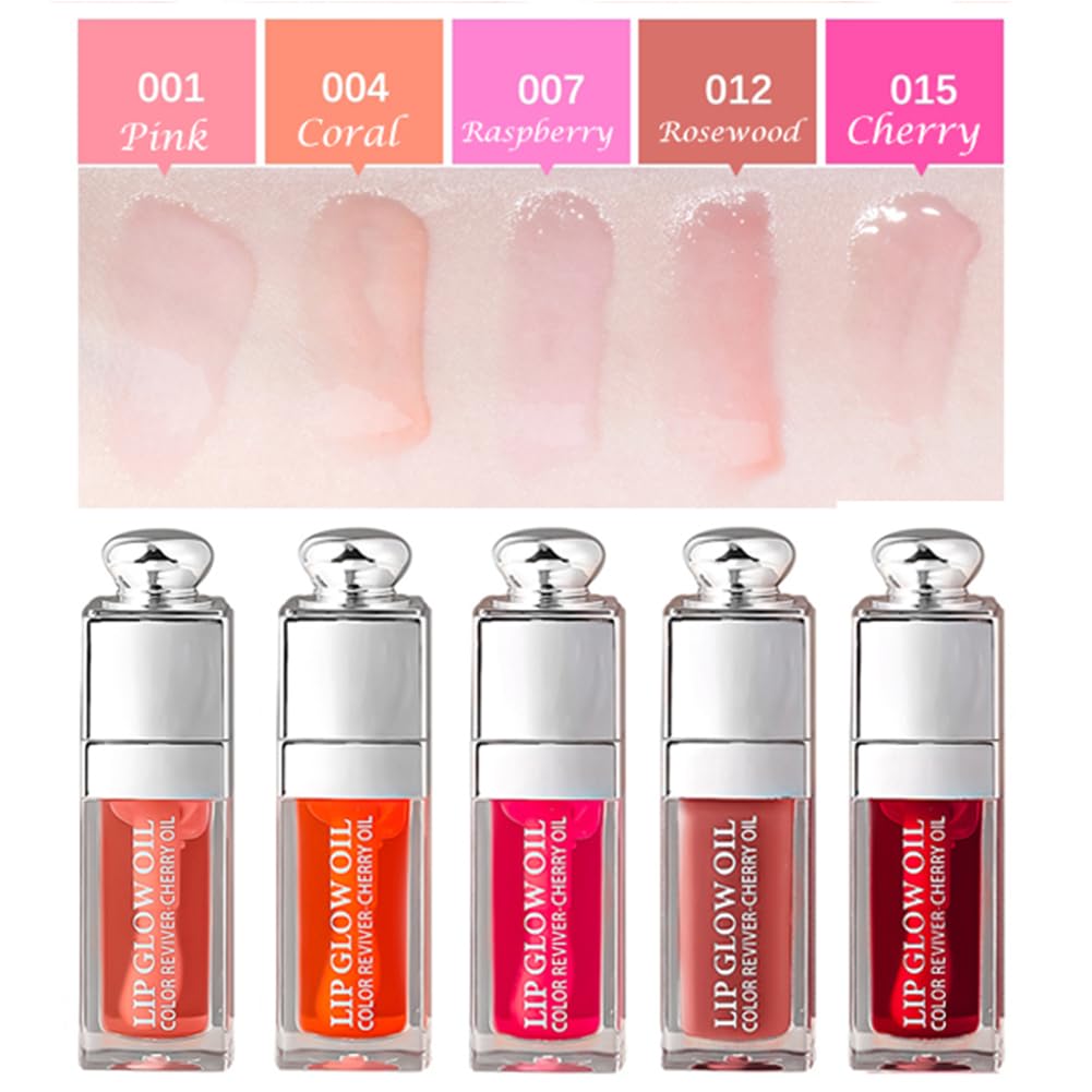 Hydrating Lip Glow Oil, Moisturizing Lip Glow Oil, Nourishing Glossy Transparent Lip Oil, Plumping Lip Oil, Lip Balm, Non-sticky Tinted Toot Lip Balm for Lip Care (RASPBERRY) 0.2 OZ