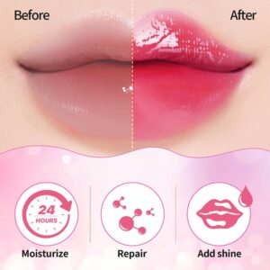 Hydrating Lip Glow Oil, Moisturizing Lip Glow Oil, Nourishing Glossy Transparent Lip Oil, Plumping Lip Oil, Lip Balm, Non-sticky Tinted Toot Lip Balm for Lip Care (RASPBERRY) 0.2 OZ