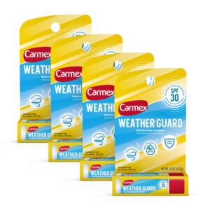 carmex weather guard moisturizing lip balm stick, spf 30 sunscreen broad spectrum, 4 count (4 packs of 1)