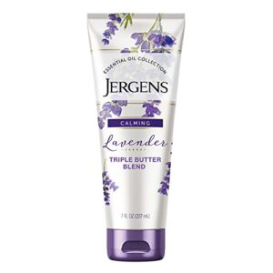 jergens lavender body butter body and hand lotion, moisturizer for women, 7 fl oz (pack of 1), with essential oils for indulgent moisturization white