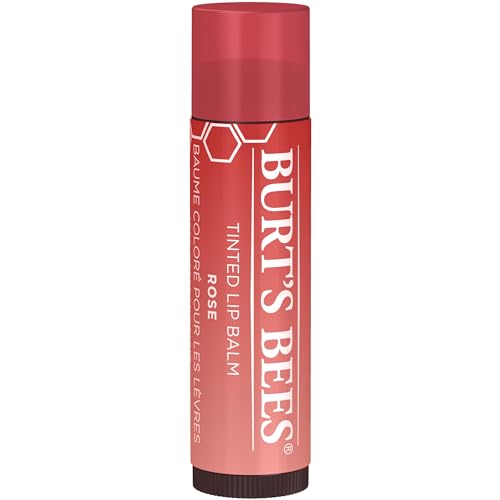 Burt's Bees Lip Tint Balm with Long Lasting 2 in 1 Duo Tinted Balm Formula, Color Infused with Deeply Hydrating Shea Butter for a Natural Looking Buildable Finish, Petal Rose (2-Pack)