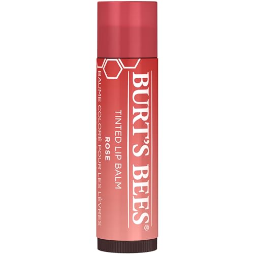 Burt's Bees Lip Tint Balm with Long Lasting 2 in 1 Duo Tinted Balm Formula, Color Infused with Deeply Hydrating Shea Butter for a Natural Looking Buildable Finish, Petal Rose (2-Pack)