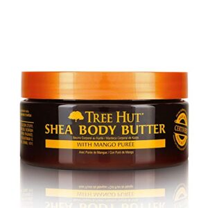 tree hut 24 hour intense hydrating shea body butter tropical mango, 7oz, moisturizer with pure shea butter for nourishing essential body care