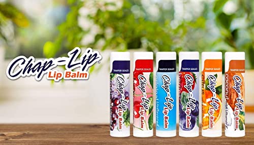 Chap-Lip Lip Balm Vitamin E Lip Balm with Coconut Oil - Lip Moisturizer Treatment - Soothing, & Refreshing, Total Hydration Treatment & Lip Therapy - Assortment of 6 Refreshing Flavors, 60 Count