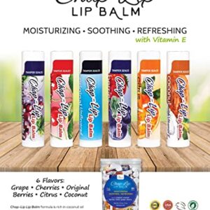 Chap-Lip Lip Balm Vitamin E Lip Balm with Coconut Oil - Lip Moisturizer Treatment - Soothing, & Refreshing, Total Hydration Treatment & Lip Therapy - Assortment of 6 Refreshing Flavors, 60 Count