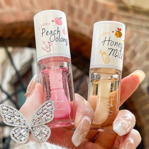 alisesun 2pcs crystal jelly lip oil moisturizing hydrating lip care hydrating lip gloss tinted lip balm, long lasting & nourishing lip glow oil, non-sticky fresh texture