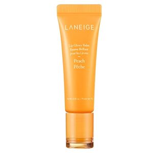 laneige lip glowy balm peach: hydrate, glossy, lightweight, moisturize & tint with shea butter