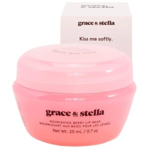 grace & stella award winning lip plumper nourishing berry lip mask - lip moisturizer for very dry lips - overnight lip mask & lip treatment & lip sleeping mask - vegan lip care products