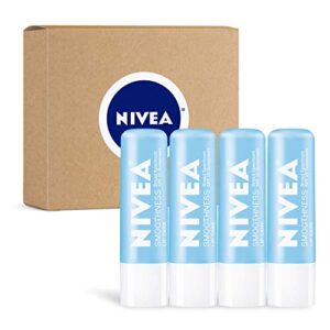 nivea smoothness lip care spf 15, lip balm spf stick, 0.17 oz, pack of 4