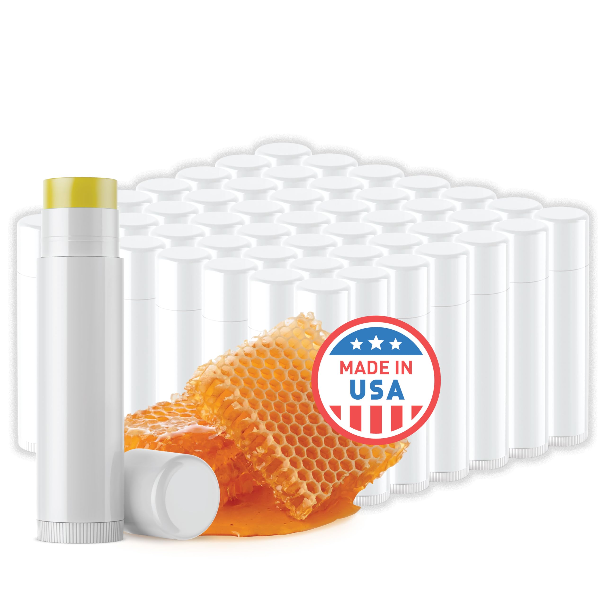 Beekeeper Made Natural Honey Lip Balm Bulk 50 Pack | Blank Filled Lip Balm For Party Favors, Gift Baskets, or Business Branding. For Men, Women, and Children