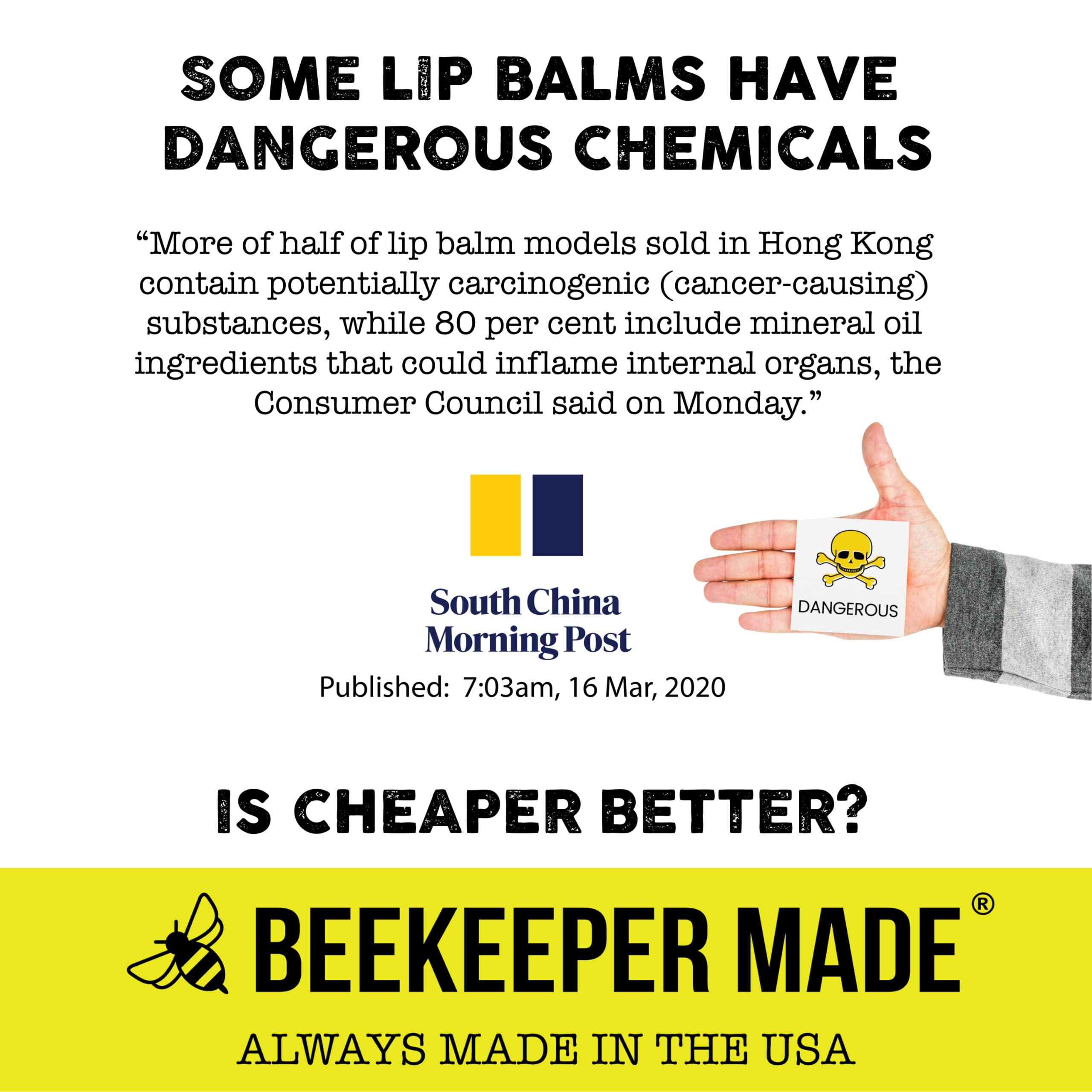 Beekeeper Made Natural Honey Lip Balm Bulk 50 Pack | Blank Filled Lip Balm For Party Favors, Gift Baskets, or Business Branding. For Men, Women, and Children