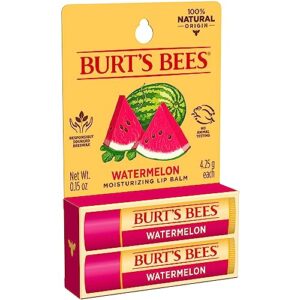 Burt's Bees Lip Balm - Watermelon, Lip Moisturizer With Responsibly Sourced Beeswax, Tint-Free, Natural Origin Conditioning Lip Treatment, 2 Tubes, 0.15 oz.