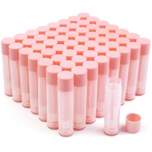 lotfancy lip balm tubes empty, 100pcs 5.5ml (3/16 oz), clear lip balm container tubes with pink caps, bpa free & leak free, refillable