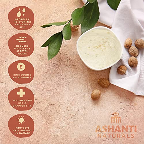 Ashanti Naturals White Whipped Raw Shea Butter | Unrefined African Shea Butter | Creamy Moisturizer for Easy Application - 8 oz