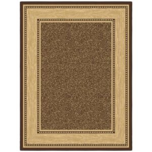 Machine Washable Bordered Design Non-Slip Rubberback 5x7 Traditional Area Rug for Living Room, Bedroom, Kitchen, Dining Room, 5' x 6'6", Brown