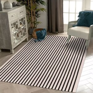 leevan washable area rug 5'x8' living room area rug soft bedroom rug black and white striped rug for kitchen dining room playroom mudroom dinning room entryway