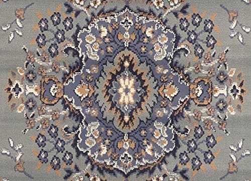 Home Dynamix Premium Sakarya Traditional Medallion Border Area Rug, Silver, 3'7"x5'2" Rectangle