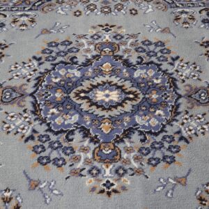 Home Dynamix Premium Sakarya Traditional Medallion Border Area Rug, Silver, 3'7"x5'2" Rectangle