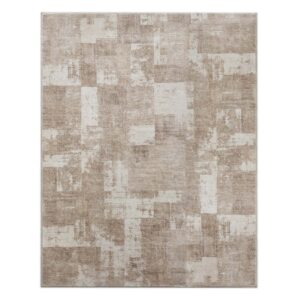 Area Rug Living Room Rugs: 5x7 Indoor Soft Small Low Pile Carpet Abstract Decor Large Washable for Bedroom Dining Room Under Kitchen Table Home Office - Beige/Ivory