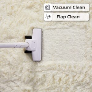 YOBATH Fluffy Shag Area Rugs 5x7 for Living Room Bedroom, Soft Fuzzy Shaggy Carpet Rugs for Girls Boys Kids Indoor Floor Nursery Home Decor, Cream White