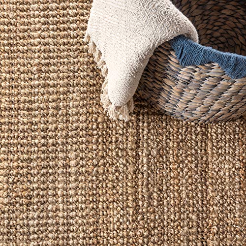 JONATHAN Y NRF102A-5 Pata Hand Woven Chunky Jute Indoor Area Rug Bohemian Farmhouse Easy-Cleaning Bedroom Kitchen Living Room Non Shedding, 5 ft x 8 ft, Natural Color