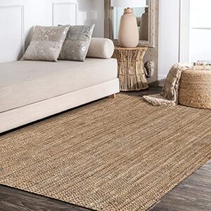 JONATHAN Y NRF102A-5 Pata Hand Woven Chunky Jute Indoor Area Rug Bohemian Farmhouse Easy-Cleaning Bedroom Kitchen Living Room Non Shedding, 5 ft x 8 ft, Natural Color