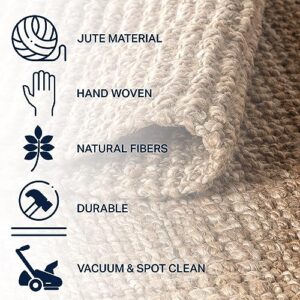 JONATHAN Y NRF102A-5 Pata Hand Woven Chunky Jute Indoor Area Rug Bohemian Farmhouse Easy-Cleaning Bedroom Kitchen Living Room Non Shedding, 5 ft x 8 ft, Natural Color