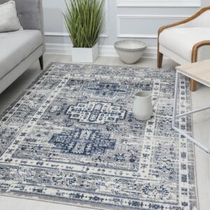 Rugs America Gallagher GL55F Inky Sundara Vintage Transitional Blue Distressed Non-Shedding Living Room Bedroom Dining Home Office Area Rug, 5'3"x7'