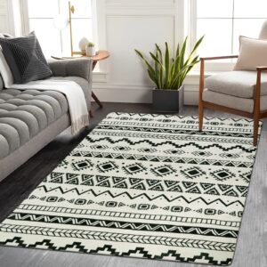 lahome boho machine washable living room rugs - 5x7 area rugs for bedroom non-slip large throw rugs soft geometric dinning room rug tribal distressed carpet for living room entryway kitchen office