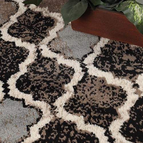 Superior Indoor Small Area Rug, Jute Backed, Perfect for Living/Dining Room, Bedroom, Office, Kitchen, Entryway, Modern Geometric Trellis Floor Decor, Viking Collection, 3' x 5', Chocolate