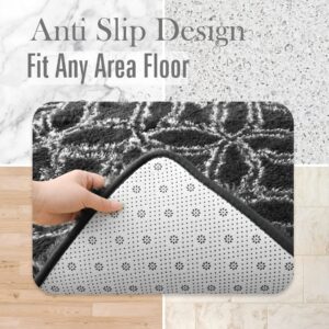 LOCHAS 5x8 Feet Shag Area Rug for Bedroom Living Room, Modern Moroccan Fluffy Rugs for Girls Kids Room Home Decor, Extra Soft Geometric Carpet, Dark Grey and White