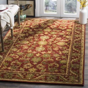 safavieh antiquity collection 5' x 8' red / red at52e handmade traditional oriental premium wool area rug