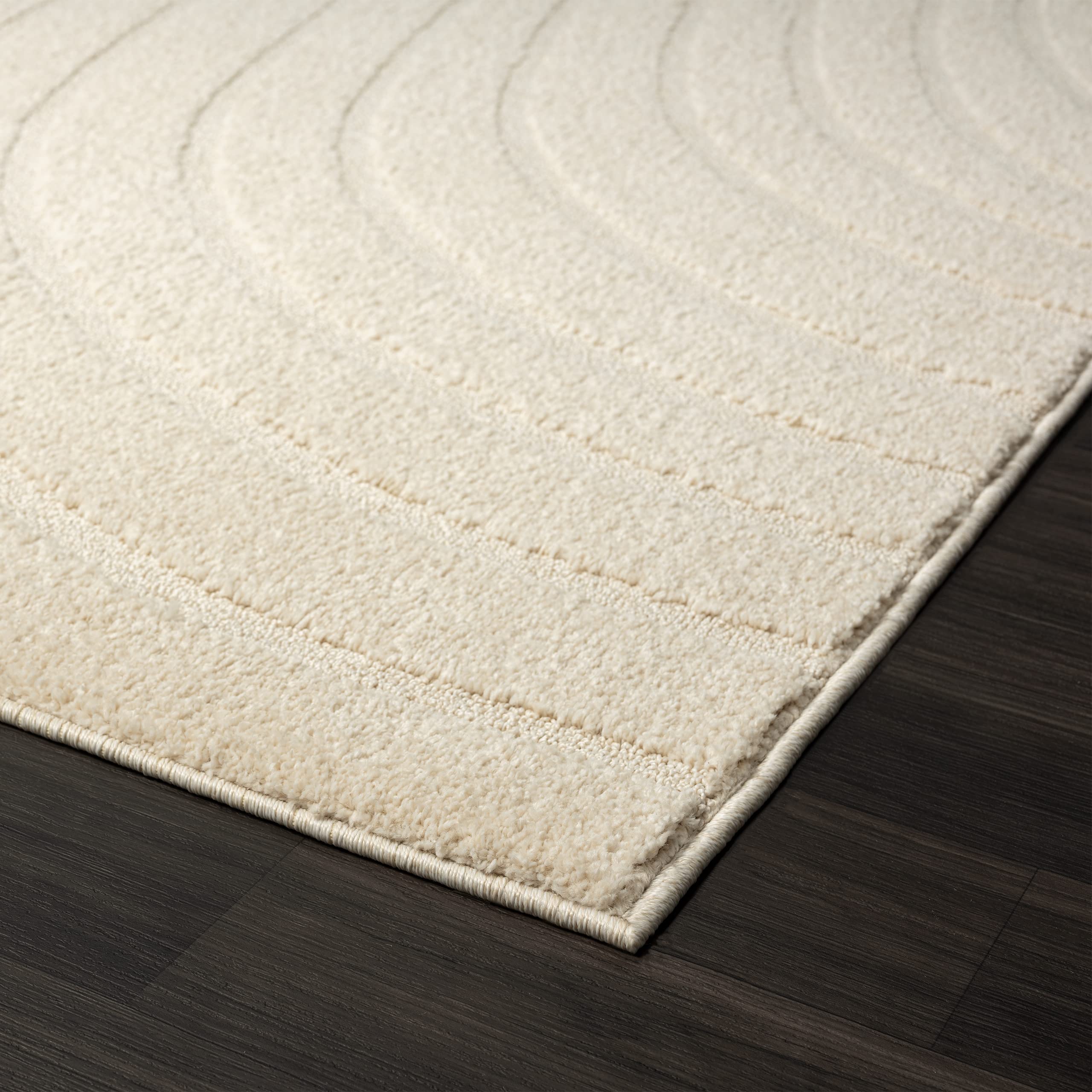 LUXE WEAVERS Modern Geometric Wave Cream 5x7 Area Rug