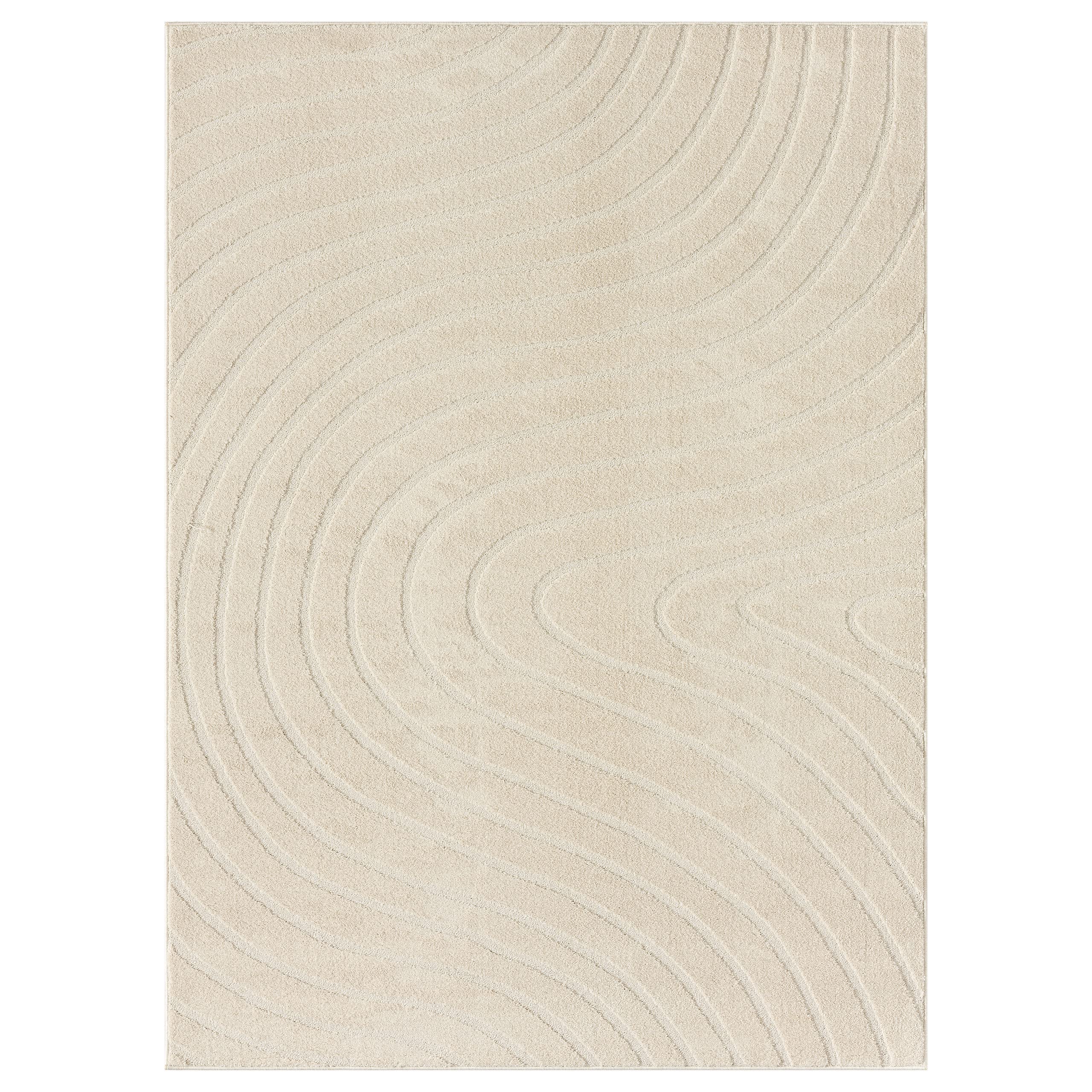 LUXE WEAVERS Modern Geometric Wave Cream 5x7 Area Rug