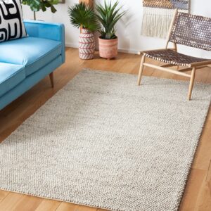 safavieh natura collection area rug - 5' x 8', grey & ivory, handmade wool, ideal for high traffic areas in living room, bedroom (nat425f)