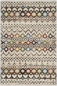 safavieh amsterdam collection area rug - 5'1" x 7'6", ivory & multi, moroccan boho design, non-shedding & easy care, ideal for high traffic areas in living room, bedroom (ams108k)