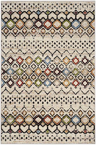 SAFAVIEH Amsterdam Collection Area Rug - 5'1" x 7'6", Ivory & Multi, Moroccan Boho Design, Non-Shedding & Easy Care, Ideal for High Traffic Areas in Living Room, Bedroom (AMS108K)