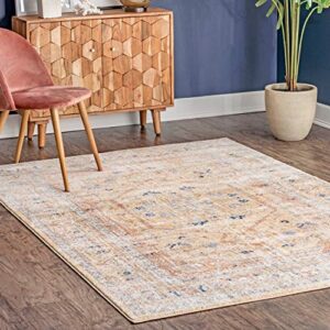 nuloom jacquie vintage floral area rug - 5x7 area rug transitional gold/ivory rugs for living room bedroom dining room kitchen