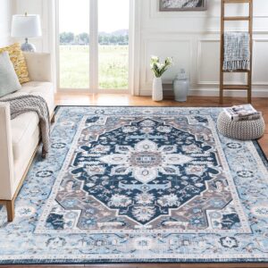 gaomon bohemian washable area rug 5x7 vintage living room rug,boho carpet for bedroom under dining table large farmhouse floral distressed indoor non slip decor home office nursery