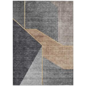 addison rugs chantille acn648 charcoal 5' x 7'6" indoor outdoor area rug, easy clean, machine washable, non shedding, bedroom, living room, dining room, kitchen, patio rug