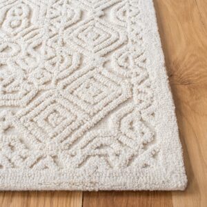 SAFAVIEH Textural Collection Area Rug - 5' x 8', Ivory, Handmade Wool, Ideal for High Traffic Areas in Living Room, Bedroom (TXT101A)