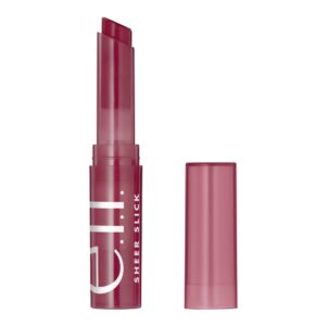 e.l.f. sheer slick lipstick, hydrating lipstick for sheer color with a shiny finish, infused with vitamin e, vegan & cruelty-free, black cherry