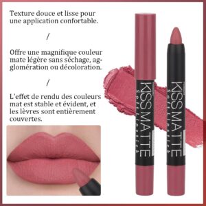 evpct 3Pcs Nude Beige Matte Lip Liner Crayon Pencil and Lipstick Set Chestnut Brown Mauve Thick Matte 24 Hour Long Lasting Waterproof Lipstick 5&6&9