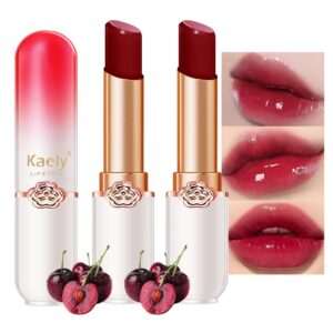 evpct 2pcs black red cherry color changing magic lipstick tinted lip balm gloss stain set ph lazy lipstick waterproof color change changing jelly lipstick labiales magicos mate 24 horas originales