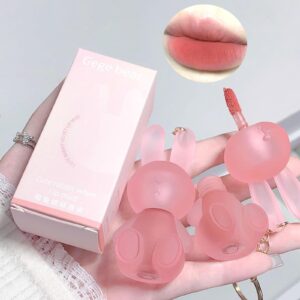 6 Colors Velvet Matte Liquid Lipstick set, Cute Rabbit Lip Glaze 2 in 1 Key Chain Lip Gloss Lip Stain, Waterproof Non-Stick Cup Long Lasting Lip Clay Cute Lip Makeup for Girls (A)