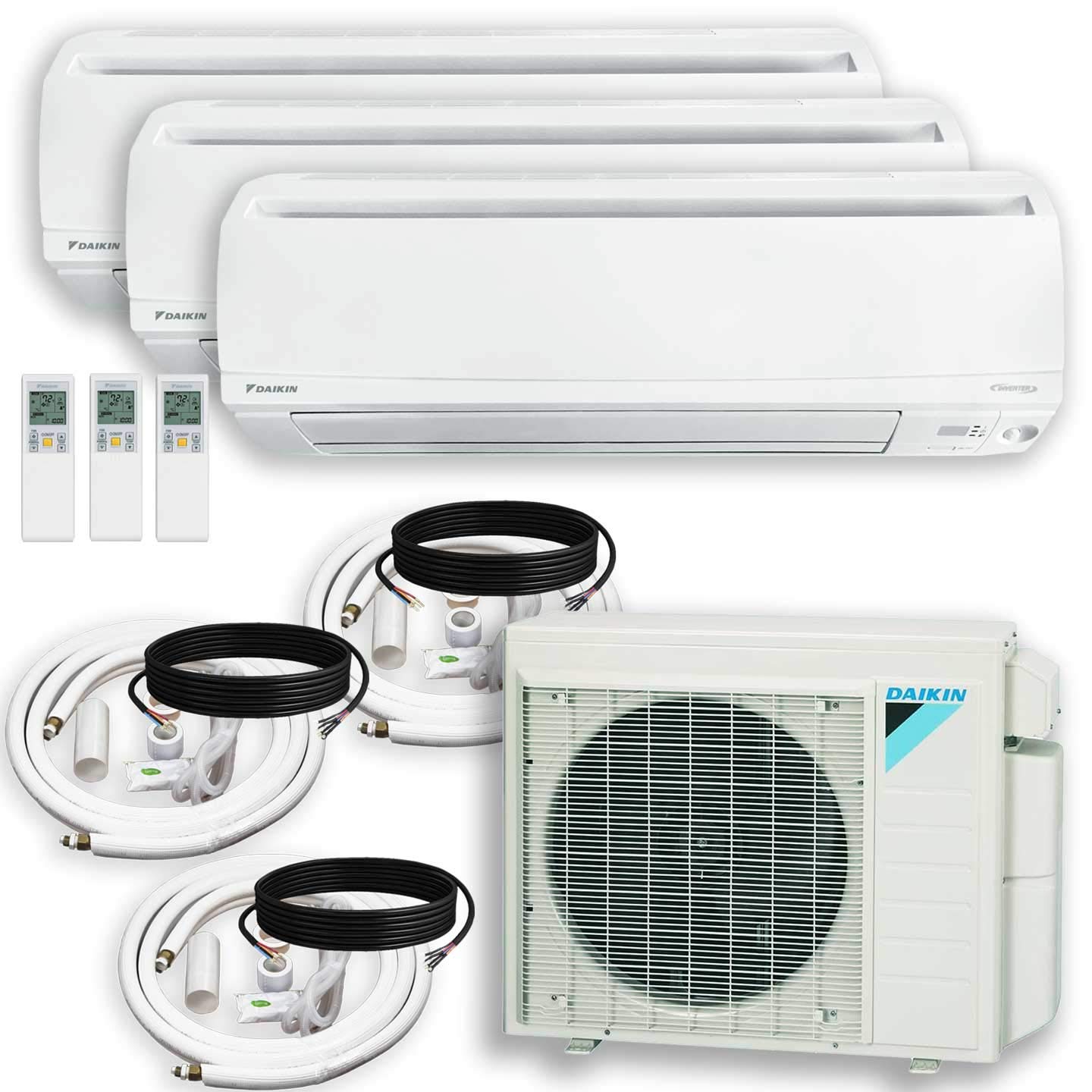 MAXWELL DAIKIN 3-Zone 4MXS Air Conditioner Heat Pump 15 ft. Installation Kit + Wall Bracket (15k+15K+18K)