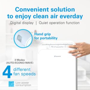 DAIKIN Room Air Purifier, HEPA Air Purifier, Air Purifier with HEPA Filter, Activated Carbon Filter, Pre-Filter and UVC LED Light, Zero Ozone Product, CARB Certified, 10.5 x 10.5 x 19.5 in (MCB50YSAU)