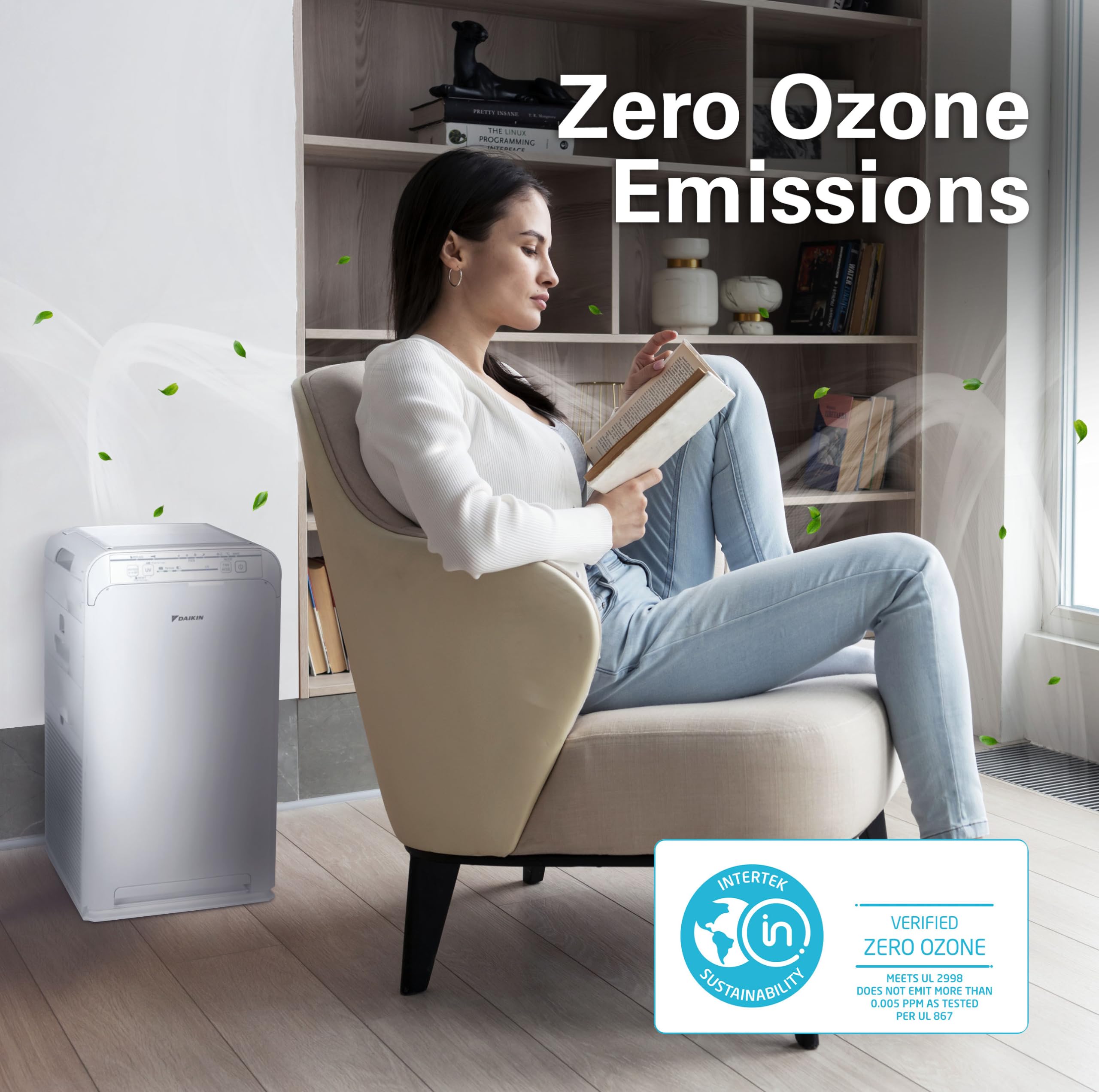 DAIKIN Room Air Purifier, HEPA Air Purifier, Air Purifier with HEPA Filter, Activated Carbon Filter, Pre-Filter and UVC LED Light, Zero Ozone Product, CARB Certified, 10.5 x 10.5 x 19.5 in (MCB50YSAU)